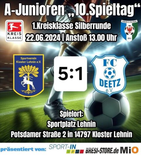 Trotz früher Führung verloren – A-Junioren | FC Deetz e.V.